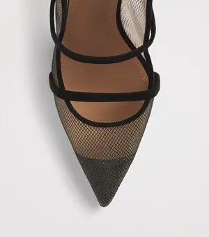 MALONE SOULIERS Embellished Mesh Maureen Arc Heeled Mules 85