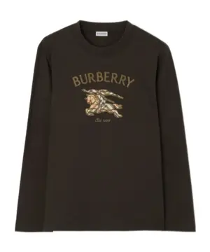 Burberry Knight Check Cotton Long-sleeve T-shirt - Chocolate Brown