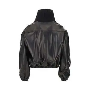 Phoebe Philo Nappa Leather Jacket With Rib Knit Collar