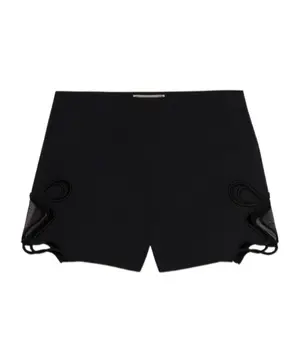 Blumarine Intarsia-embroidered Cady Shorts - Black