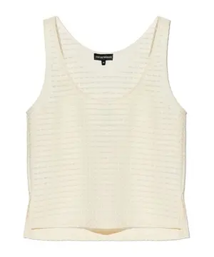 Emporio Armani Sheer Check Sleeveless Top - Vanilla