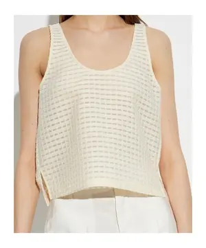 Emporio Armani Sheer Check Sleeveless Top