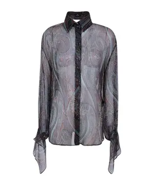 Etro Sheer Paisley Printed Flared Cuff Shirt - Multicolor
