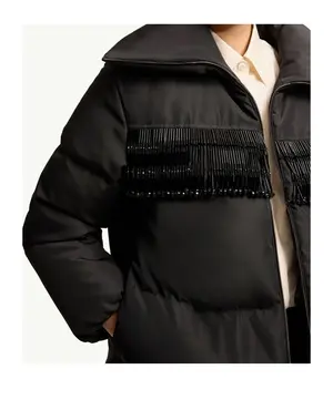 Moncler Manchot Beaded-trim Mid-length Down Jacket