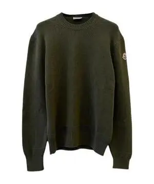 Moncler Knit Top With A Logo Patch And Crew Neck