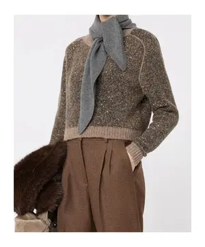 Max Mara Cropped Alpaca-blend Sweater Marron Glace