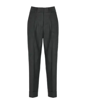 Peserico Cuffed Straight-leg Pants - Dark Grey