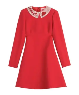 Valentino Garavani Lamour Crewneck Long-sleeved Dress