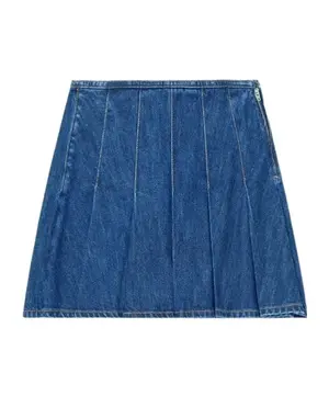 DIESEL® Denim Skort With Pleated Front - Mid Blue