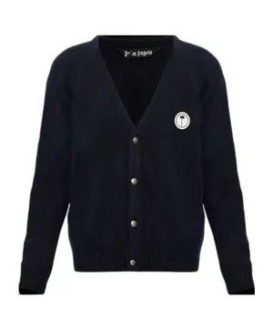 Palm Angels Long-sleeved Knitted Cardigan - Navy Blue