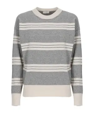 Peserico Striped Crew-neck Knitted Sweater