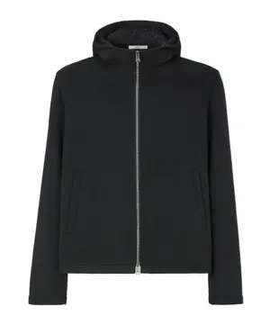 Fendi Zip-up Hooded Jackets - Black