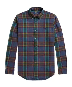 Polo Ralph Lauren Classic Fit Plaid Brushed Flannel Shirt - Blue Heather