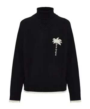 Palm Angels Long-sleeved Turtleneck Knit Top