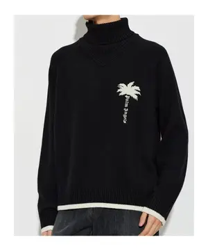 Palm Angels Long-sleeved Turtleneck Knit Top