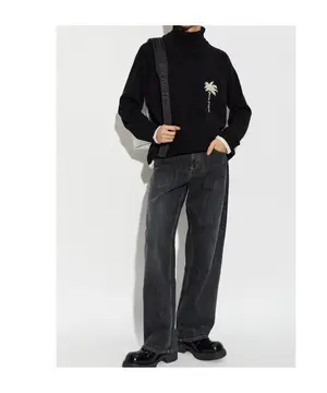 Palm Angels Long-sleeved Turtleneck Knit Top
