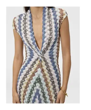 Missoni Long Lace Dress With Knot Detail - Gray