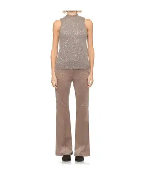 D.exterior Sequined High Neck Knitted Top