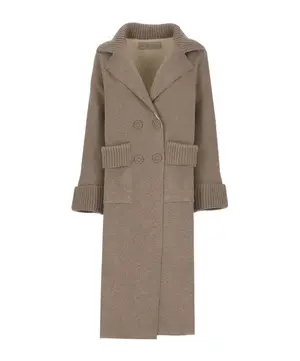 D.exterior Ribbed-trim Double-breasted Coat - No