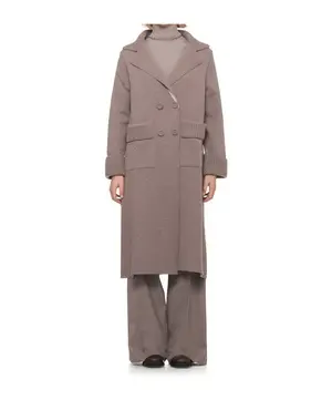 D.exterior Ribbed-trim Double-breasted Coat
