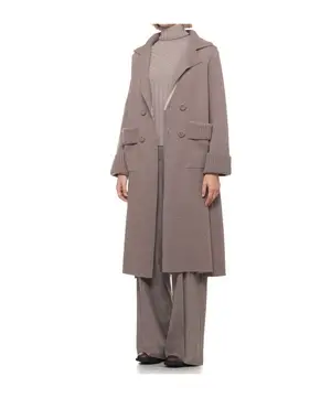 D.exterior Ribbed-trim Double-breasted Coat