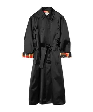 Celine Bonded Satin Balmacan With Madras Lining - Black