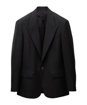 Versace Jacquard Wool Blazer - Black