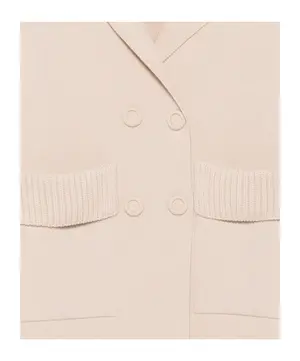 D.exterior Ribbed Trim Double-breasted Coat
