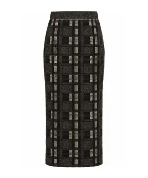 D.exterior Checked Pencil Skirt