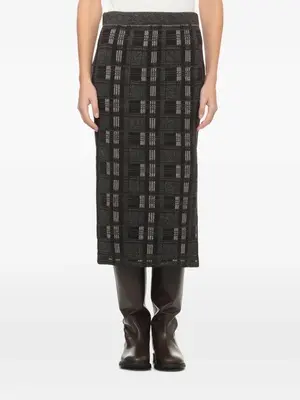 D.exterior Checked Pencil Skirt
