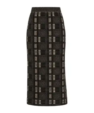 D.exterior Checked Pencil Skirt - Brown/grey