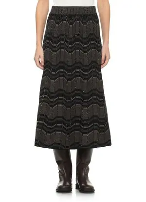 D.exterior Sequined Geometric Knit Skirt