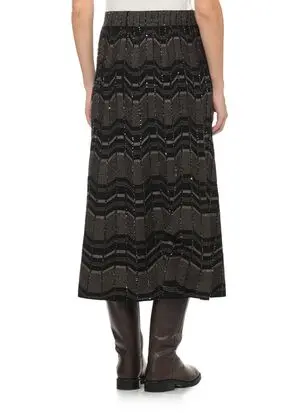 D.exterior Sequined Geometric Knit Skirt