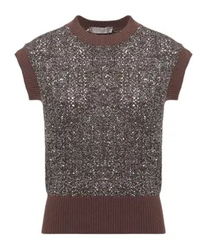 D.exterior Sequined Sleeveless Knitted Top