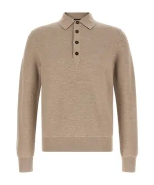 Zegna Long-sleeved Knit Polo Shirt