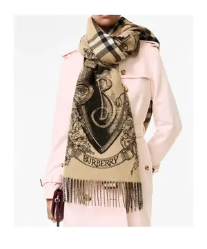 Burberry Reversible Etched Knight Cashmere Scarf