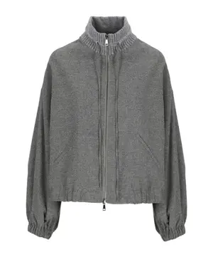 D.exterior Ribbed-collar Bomber Jacket