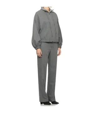 D.exterior Ribbed-collar Bomber Jacket