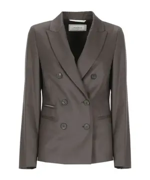 Peserico Double-breasted Peak-lapel Blazer - Dark Grey