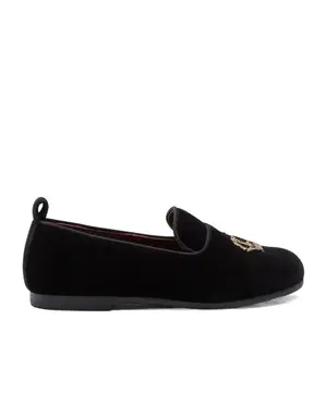 Dolce & Gabbana Crown Patch Velvet Slippers
