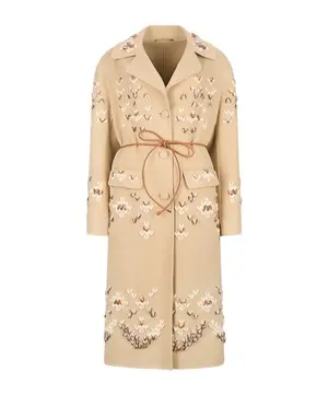 Ermanno Scervino Embroidered Belted Coat