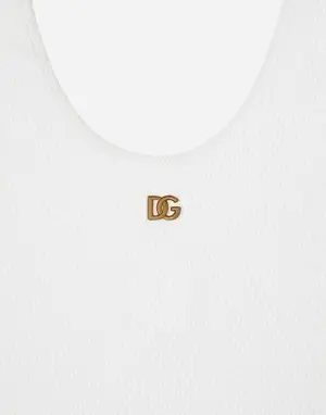 Dolce & Gabbana Dg-plaque Fine-ribbed Swimsuit