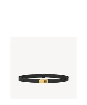 Saint Laurent Charniere Buckle Belt In Brushed Leather