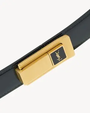 Saint Laurent Charniere Buckle Belt In Brushed Leather