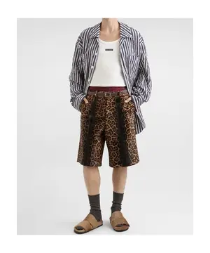 Dolce & Gabbana Leopard-print Calfskin Trousers