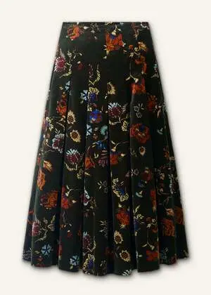 ME+EM Velvet Floral Garden Print Maxi Skirt