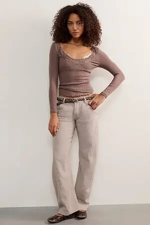 Free People Classic Keepsake Pointelle Long Sleeve - Melted Cocoa