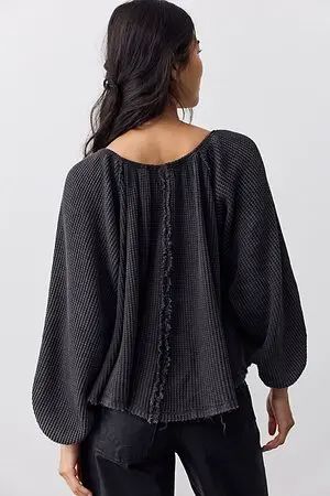 Free People We The Free Ali Thermal Henley - Black