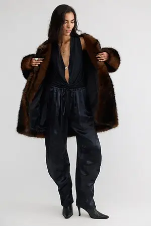 Free People Crowd Pleaser Twisted Satin Pull-on Pants - Black