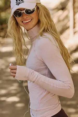 Free People Mile A Minute Turtleneck - Cool Lilac